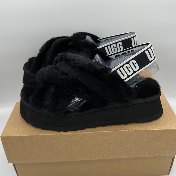 UGG | Shoes | Ugg Disco Cross Genuine Shearling Slide Sandals Slippers ...